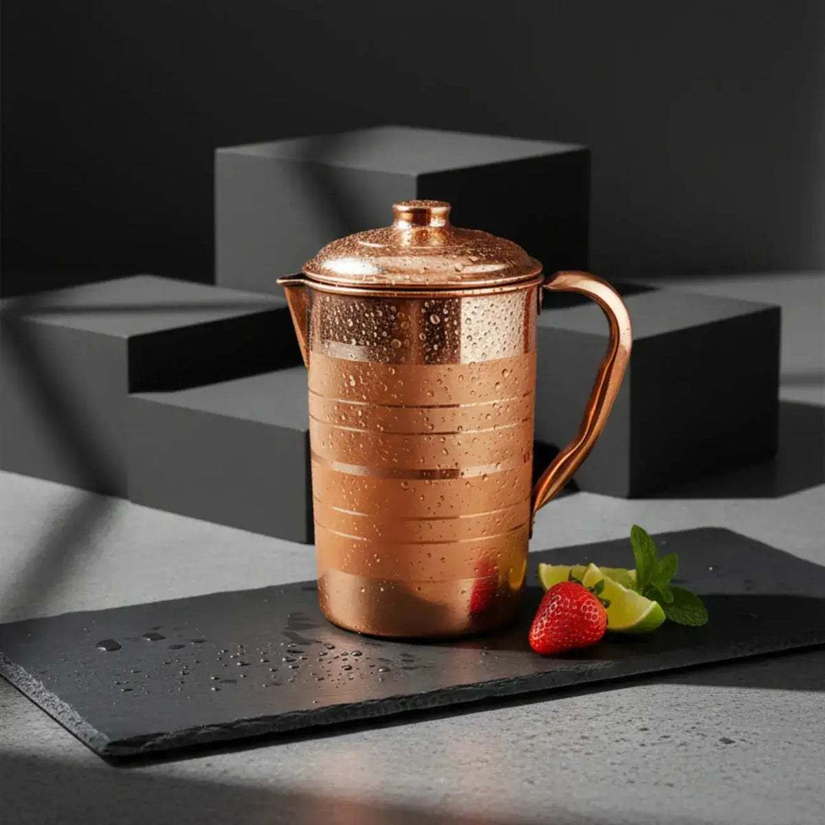 Pure Copper Jug 2L – Hammered Ayurvedic Water Jug – Copperaa
